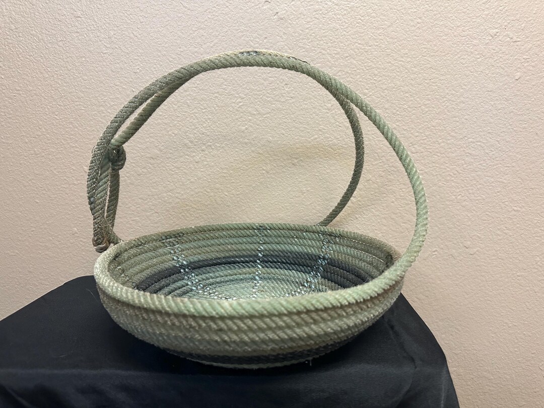 Z- 3 Lariat Rope Basket Muted Sage Green Undertones and Grey, Lasso ...