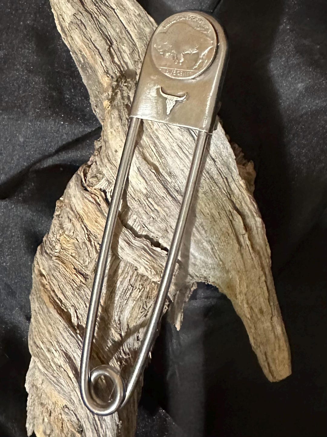 Decorative Jumbo Turquoise Safety Pin , Shawl Pin, Sweater Pin, Belt ...