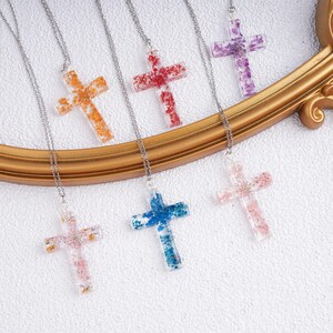 NEW! Handmade Pressed Dried Flower Cross Necklace, Real Dried Floral ...