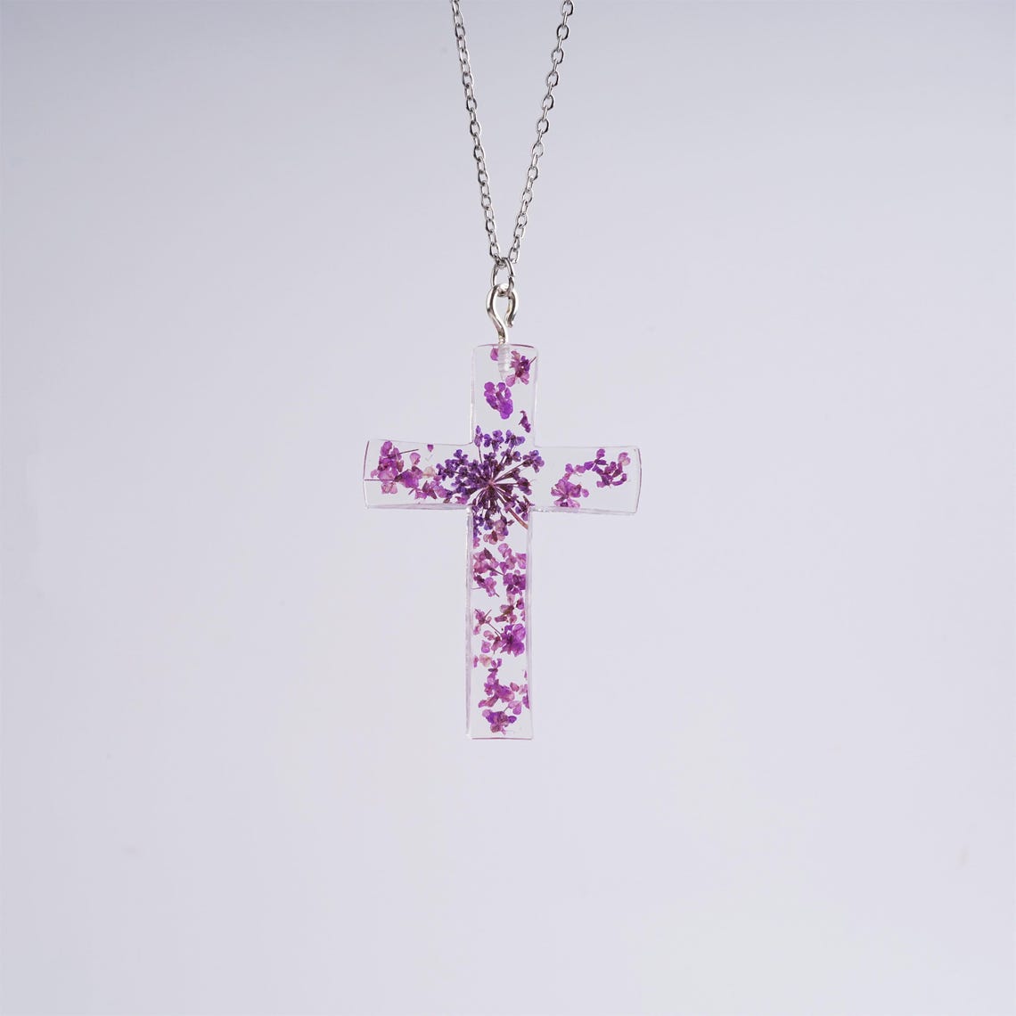 NEW! Handmade Pressed Dried Flower Cross Necklace, Real Dried Floral ...