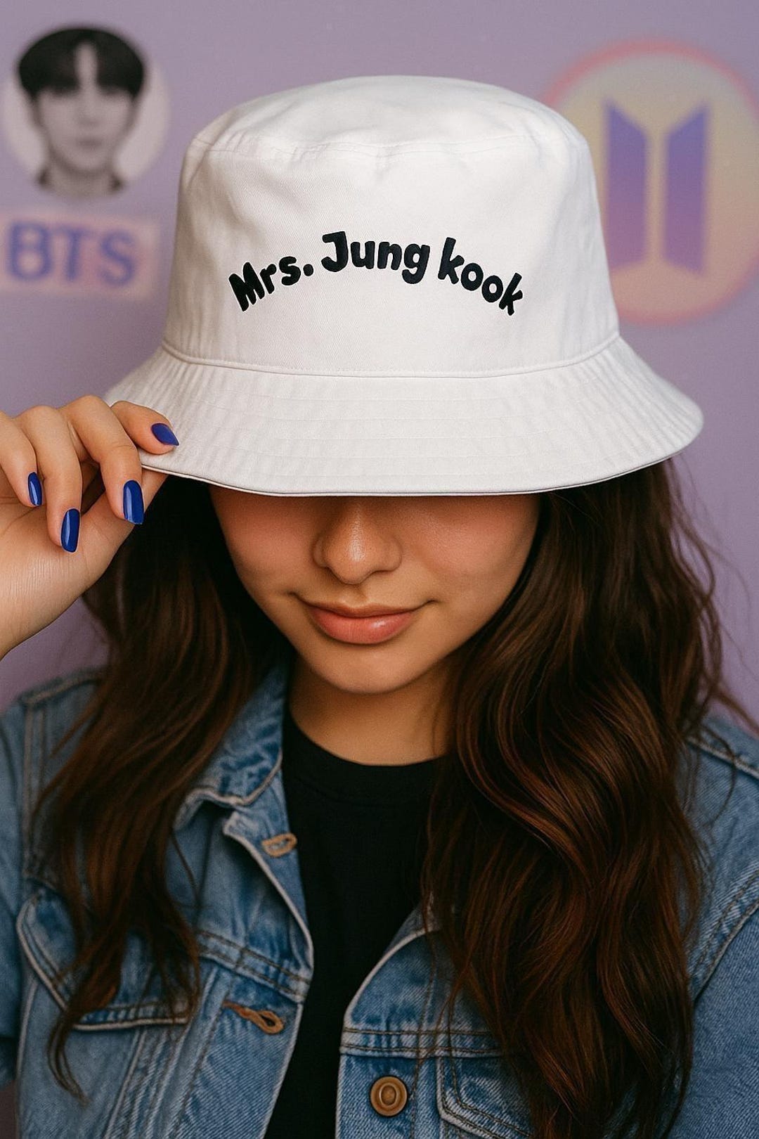 Embroidered Bucket Hat, BTS Kpop Fans Denim Jacket, Jung Kook Jmin ...