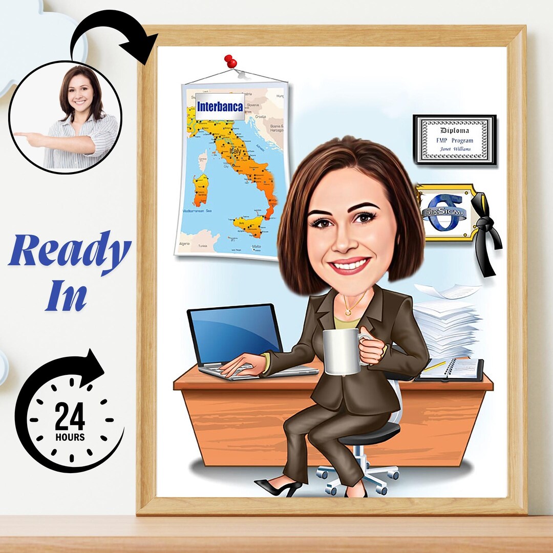 Custom Female Boss Cartoon Portrait Personalized Female Super Boss ...