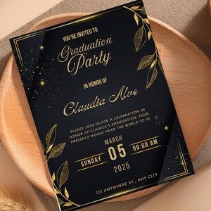 Personalized Beige Graduation Cap Cake Topper Custom Photo Invite for ...