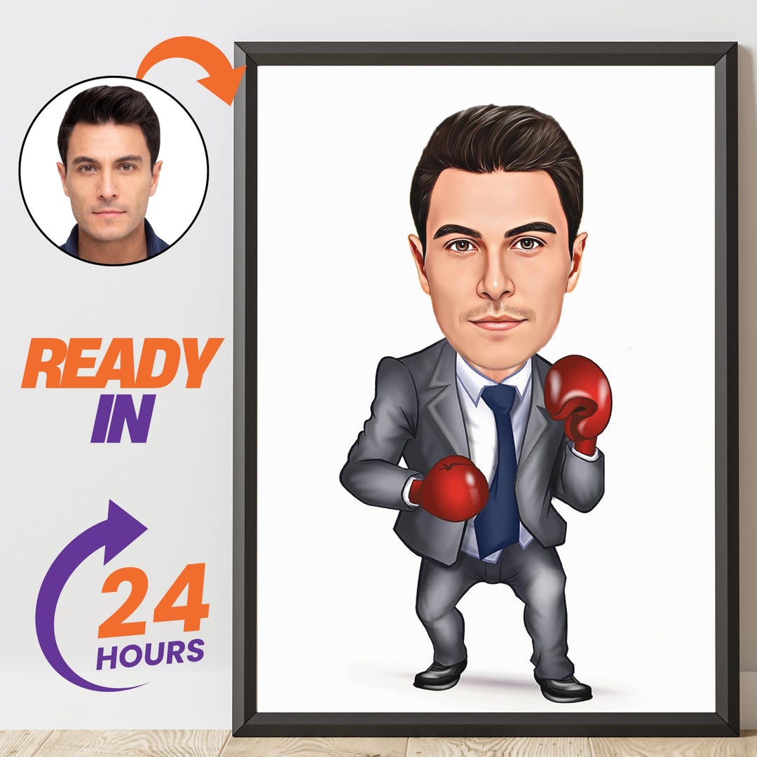 Custom Boxing Caricature Portrait: Funny Fighter Gift (digital Download ...