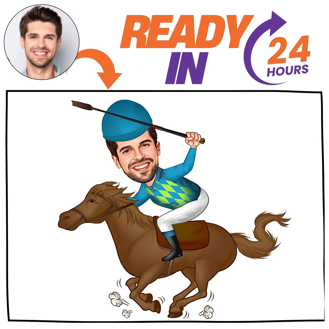 Personalized Polo Player Cartoon Portrait: Custom Equestrian Art ...