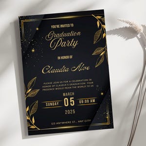 Personalized Beige Graduation Cap Cake Topper Custom Photo Invite for ...