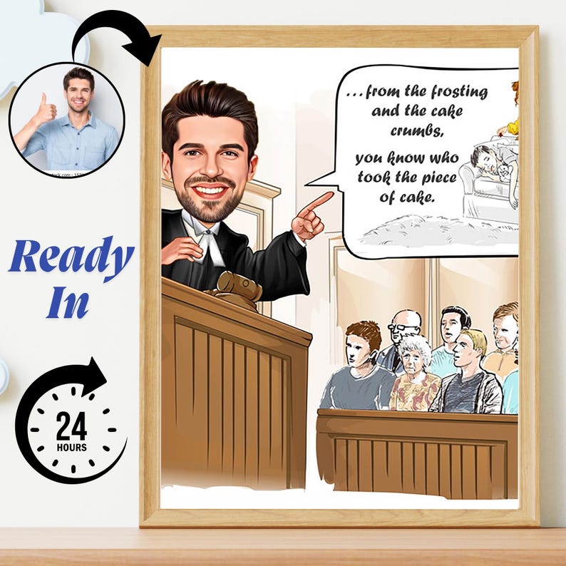 Custom Judge Caricature From Photo – Personalized Courtroom Cartoon ...
