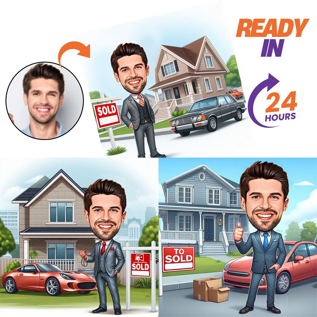 Custom Realtor Caricature From Photo | Real Estate Agent Cartoon ...