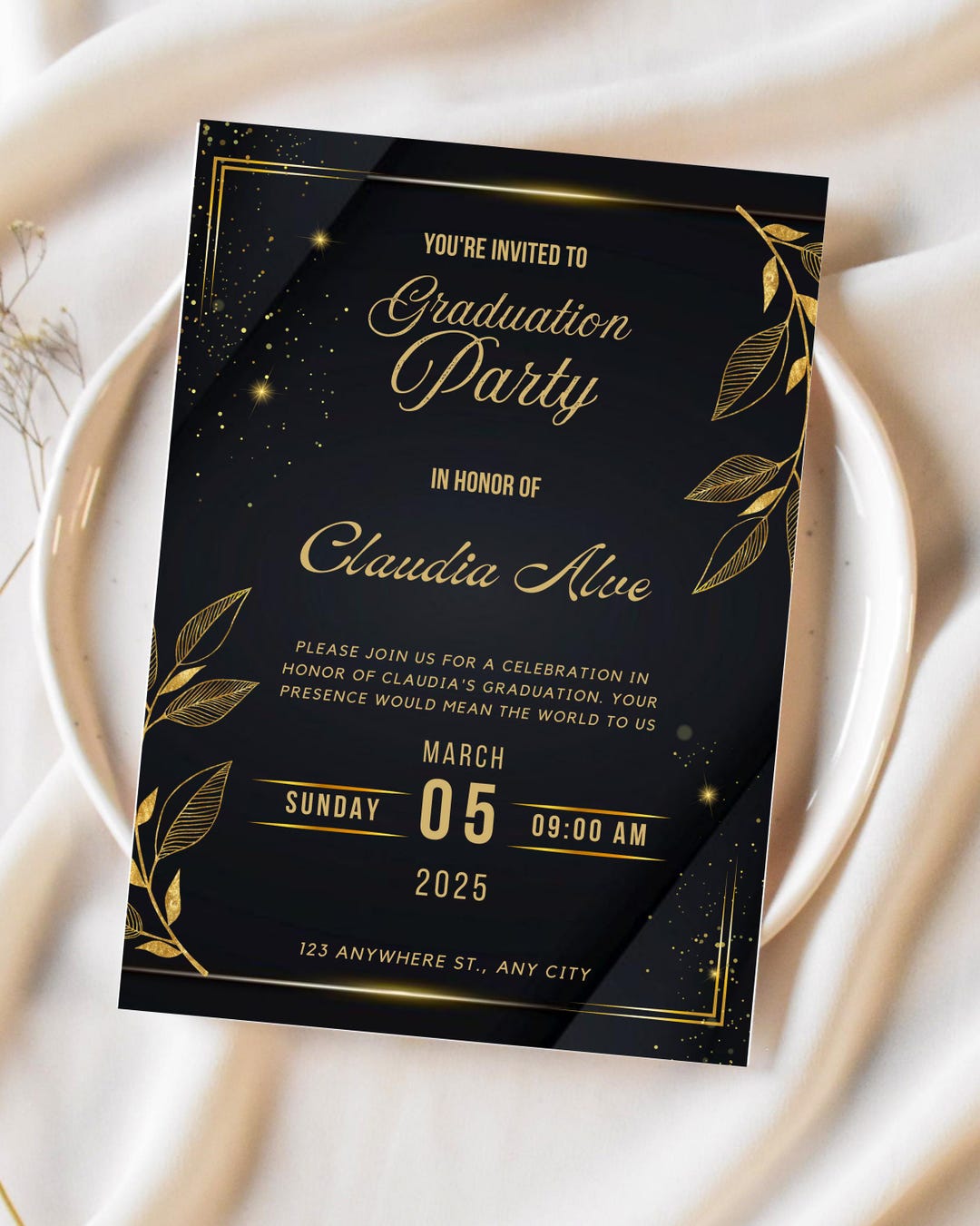 Personalized Beige Graduation Cap Cake Topper Custom Photo Invite for ...