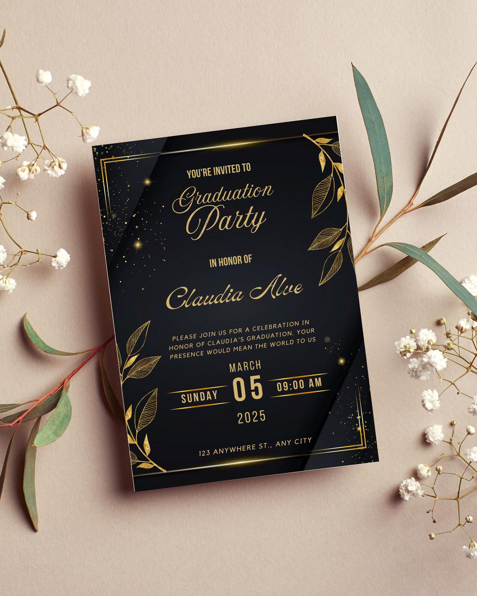 Personalized Beige Graduation Cap Cake Topper Custom Photo Invite for ...