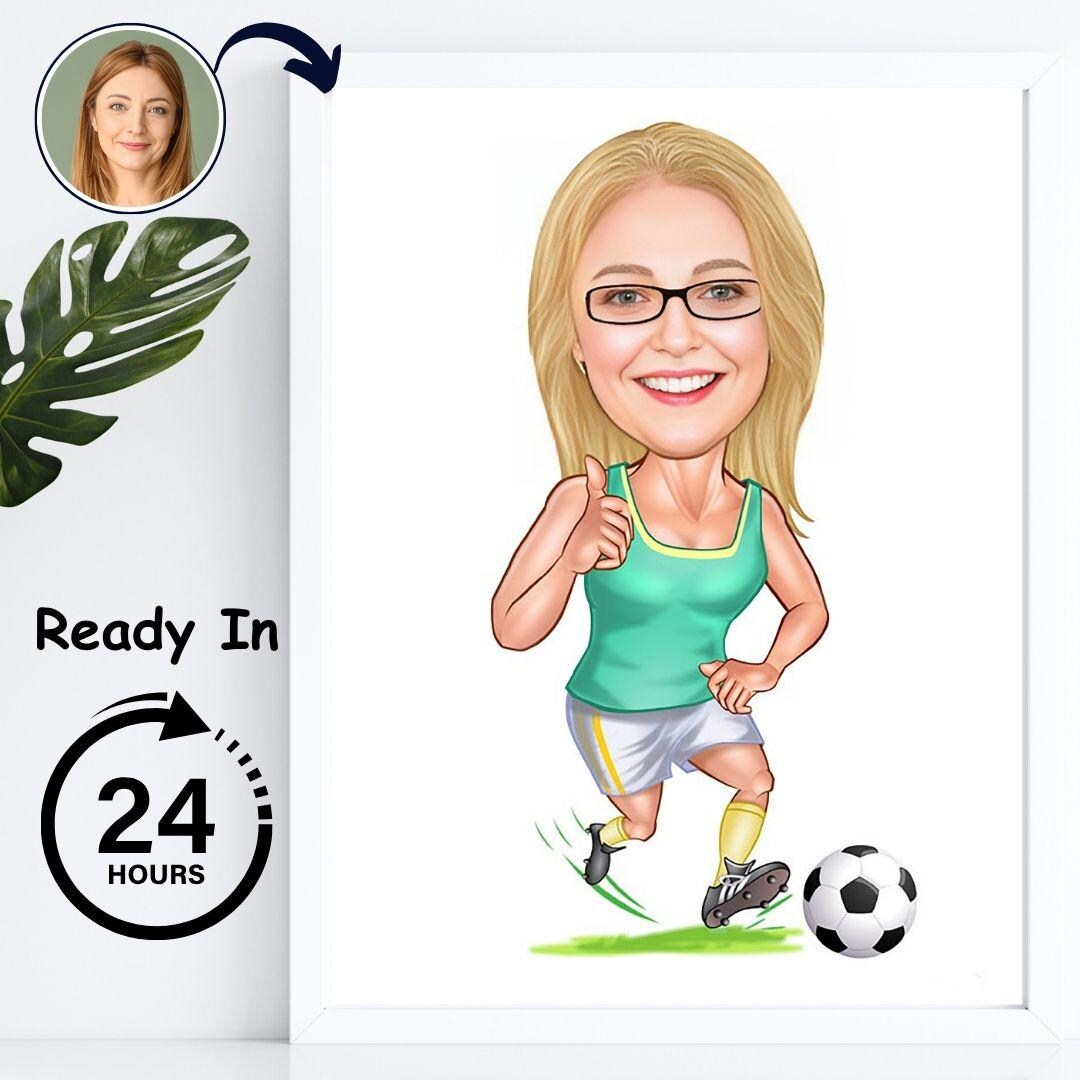 Soccer Cartoon Caricature From Photo Soccer Player Cartoon Wall Art ...