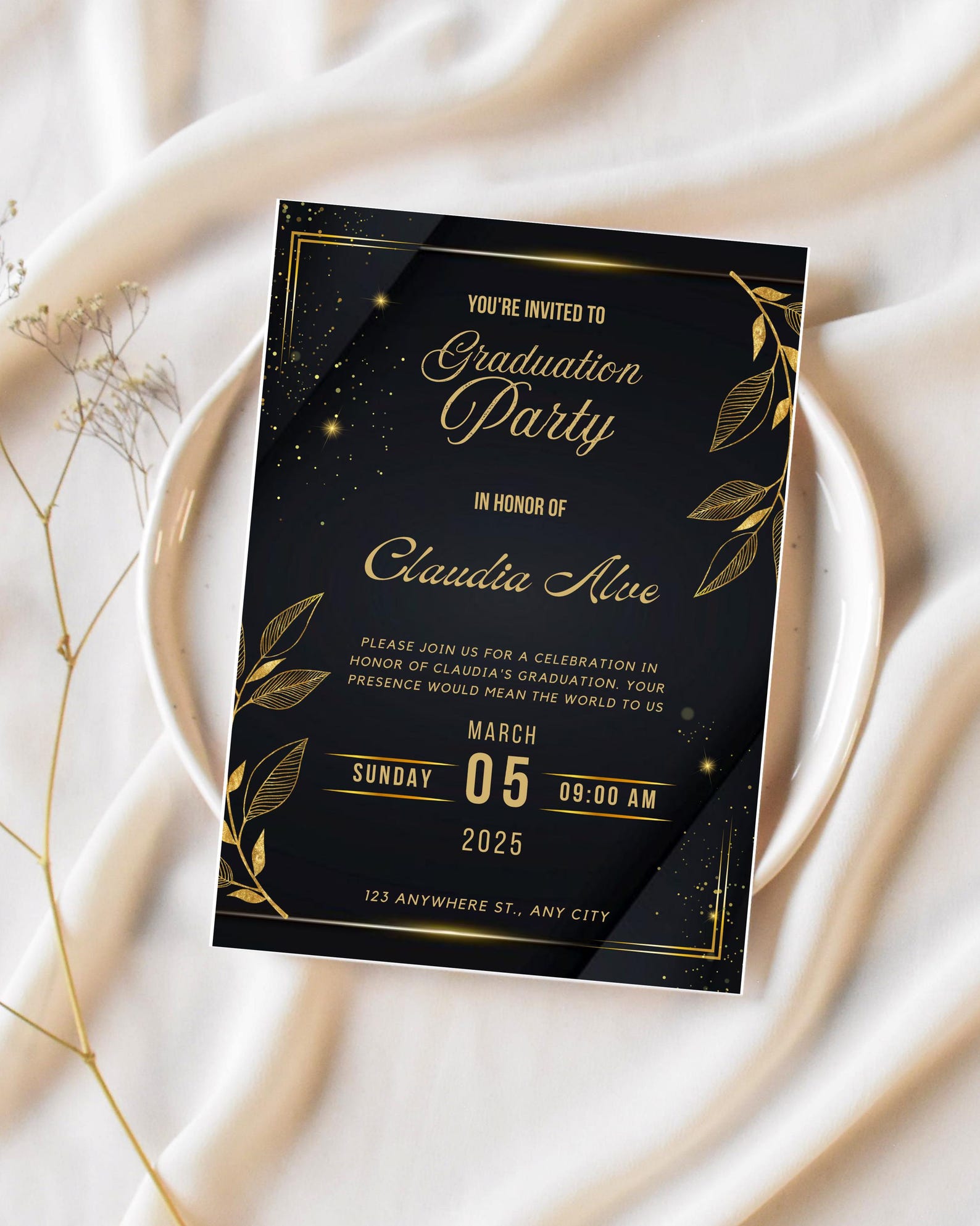 Personalized Beige Graduation Cap Cake Topper Custom Photo Invite for ...