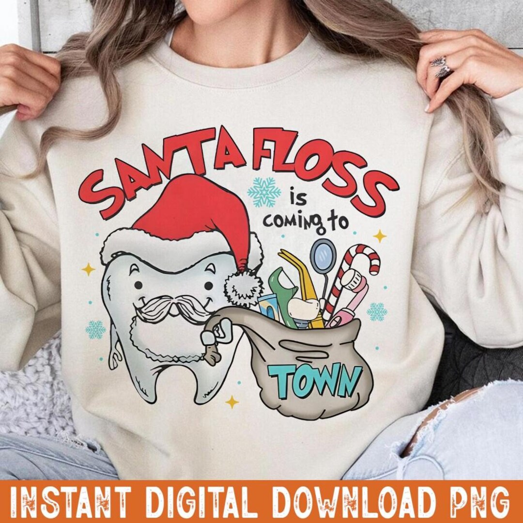 Santa Floss is Coming to Town Png, Christmas Dentist Png, Medical ...