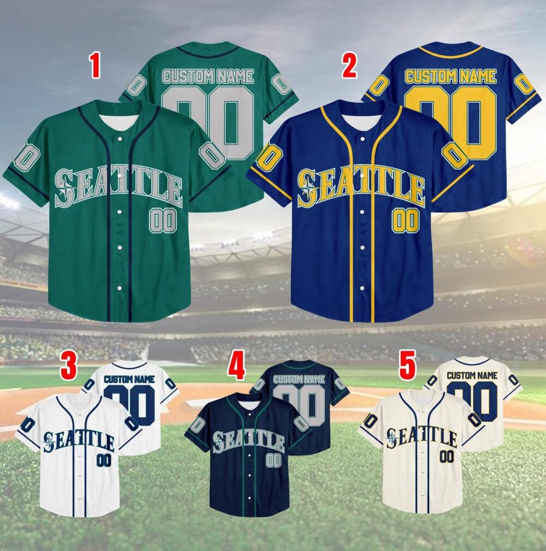 Customized Seattle Baseball Team Baseball Jersey, Personalized Name and ...