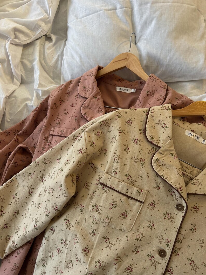 Warm Cotton Flannel Pajamas - Cozy Winter PJ Set, Heart Pattern ...