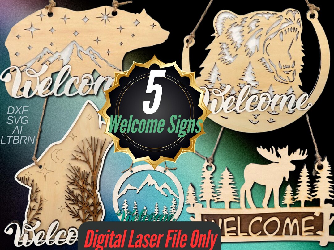 Digital Welcome Signs / Laser Cut Welcome Signs / Laser Cutting Files ...