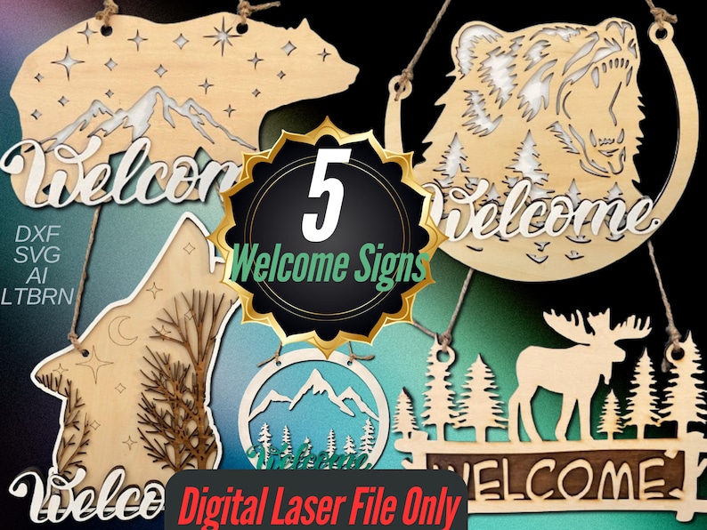 Digital Welcome Signs / Laser Cut Welcome Signs / Laser Cutting Files ...