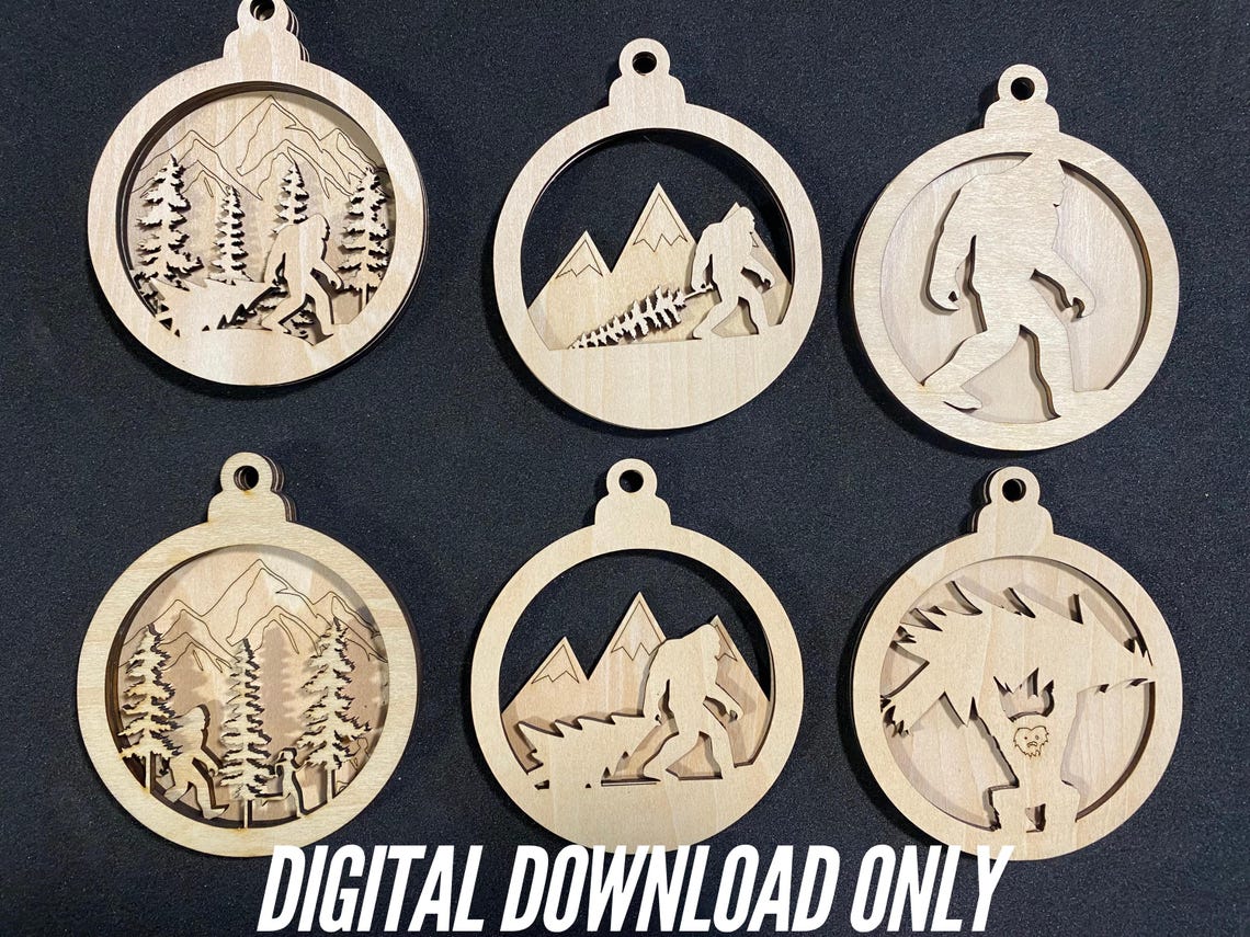Yeti Laser Ornaments / Yeti Laser Cut File / Yeti Digital Download ...