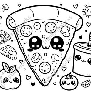 Kawaii Food Coloring Pages – Cute Printable Kids Activity (PNG + PDF ...