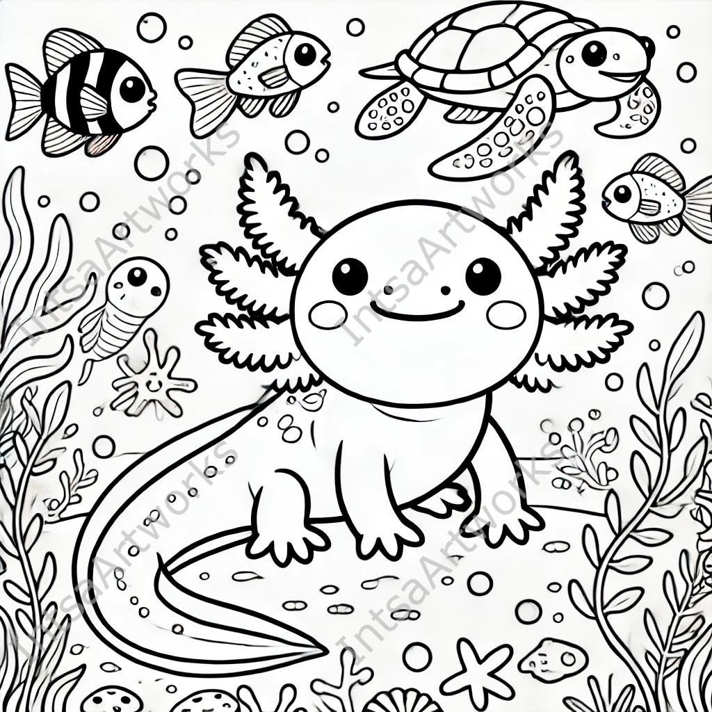 Axolotl Coloring Pages 10 Cute Printable Designs for Kids and Adults ...