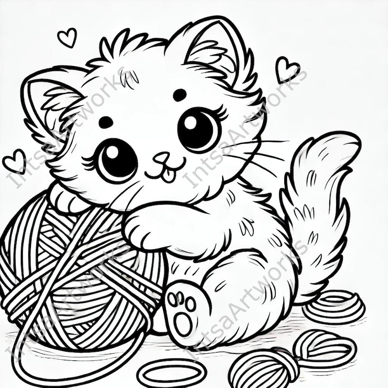 Coloring Page of a Yarn - Etsy UK