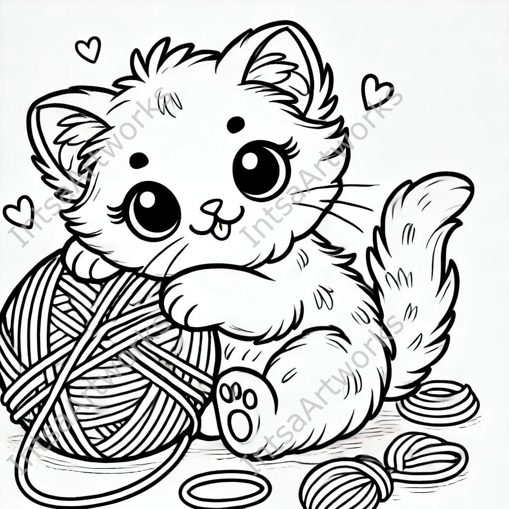 10 Cute Kitten Coloring Pages – Perfect for Kids and Cat Lovers - Etsy