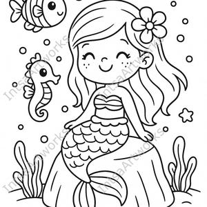 Magical Mermaids and Ocean Friends Coloring Pages – 10-page Printable ...