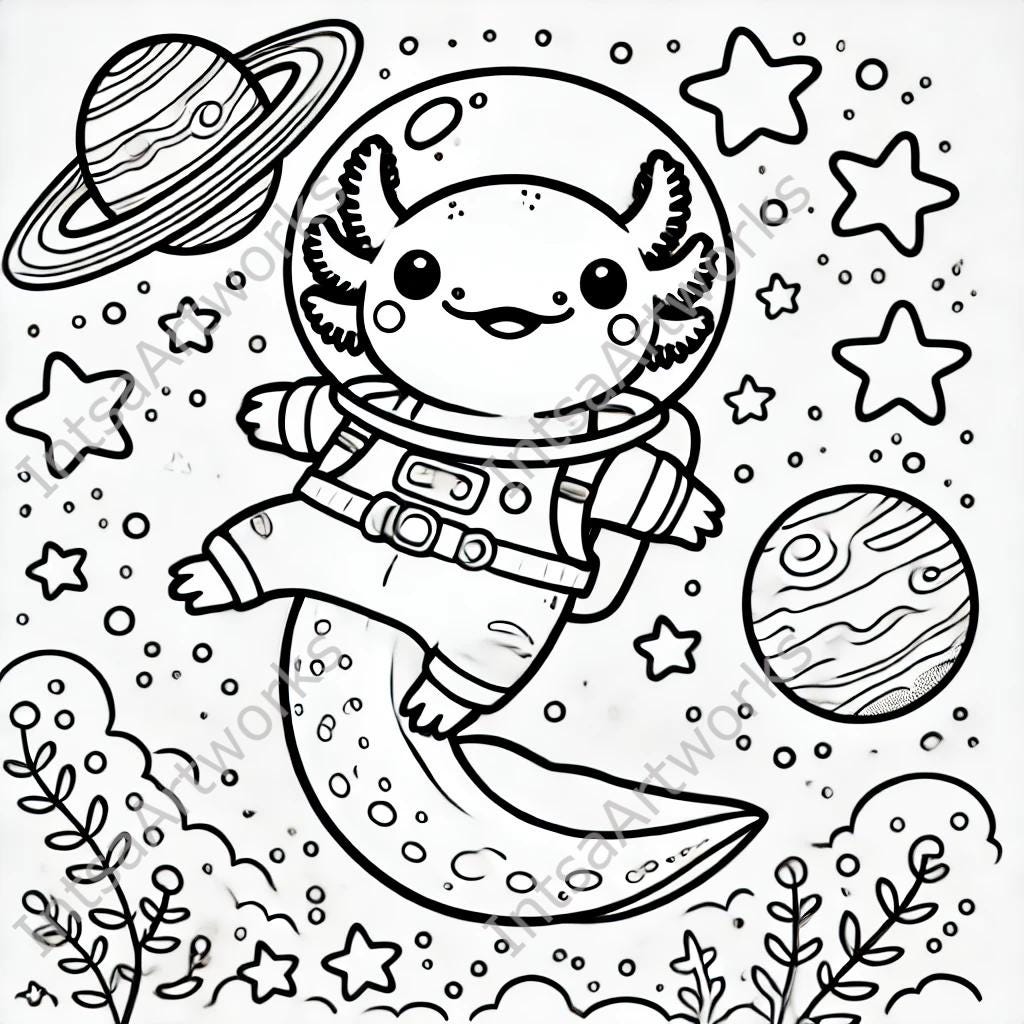 Axolotl Coloring Pages 10 Cute Printable Designs for Kids and Adults - Etsy