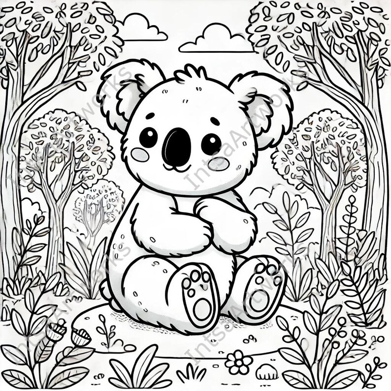 Cute Koala Coloring Pages – Kids Printable Animal Art (PDF & PNG ...
