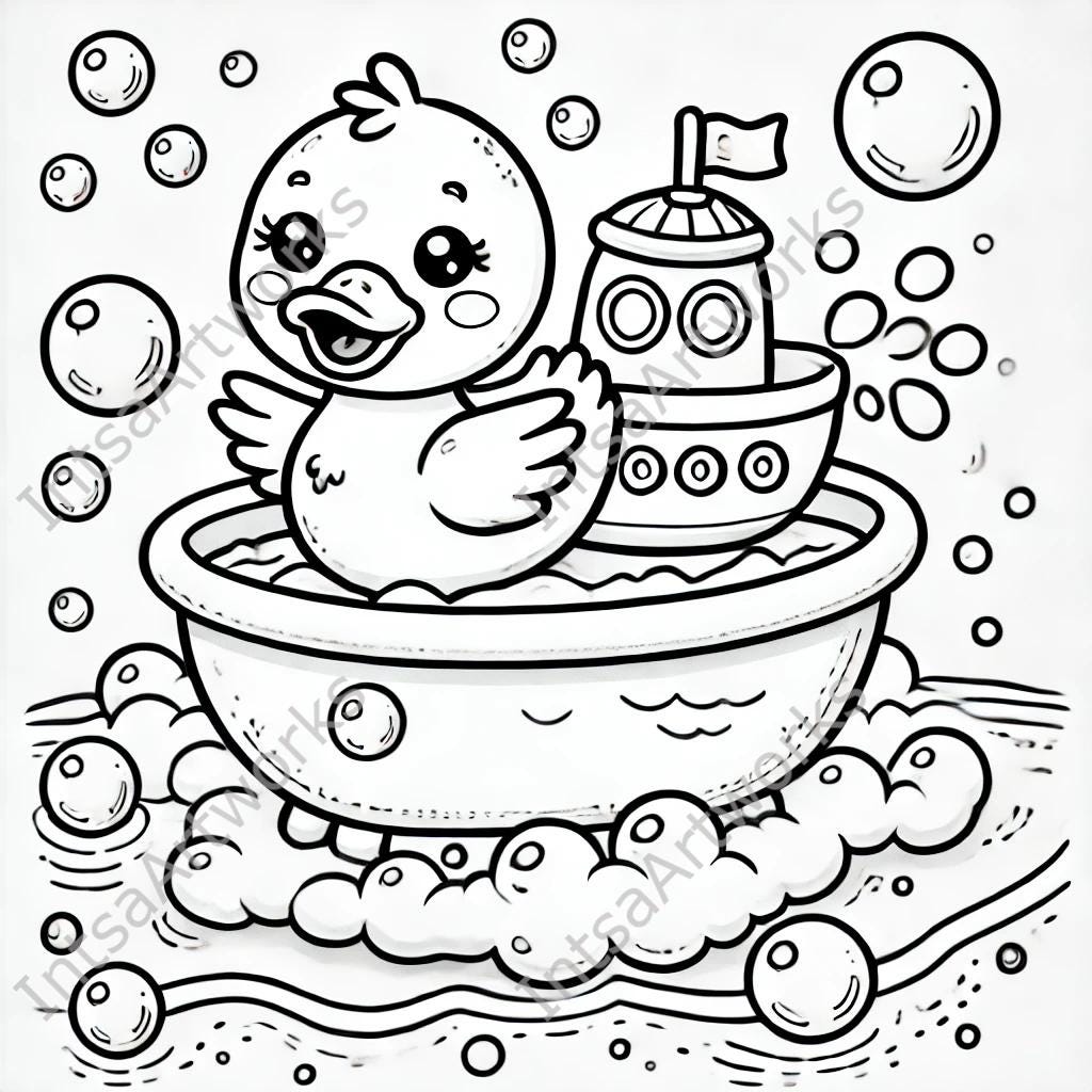 Whimsical Rubber Duck Coloring Pages – Kid-friendly Printable Bundle ...