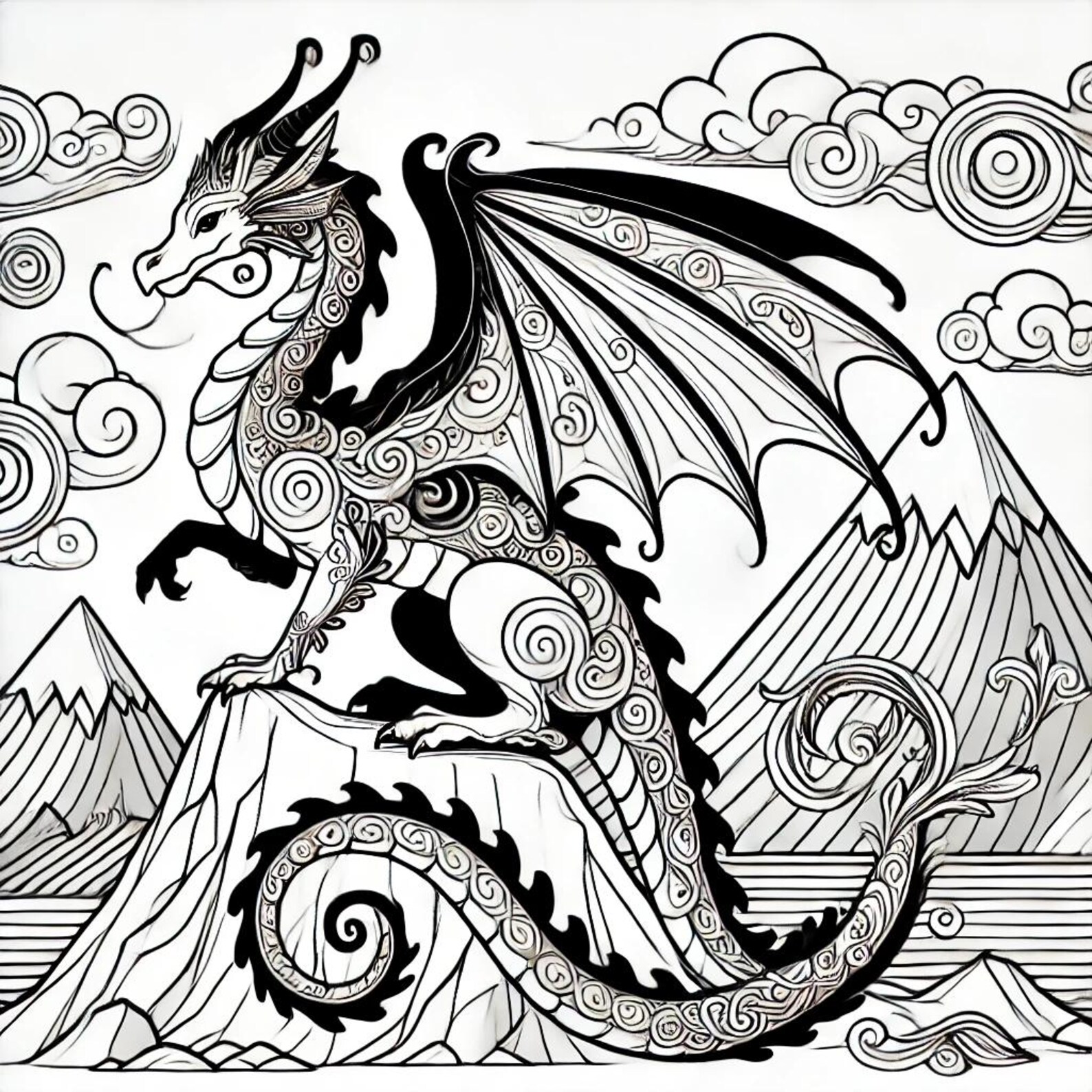 Whimsical Adult Dragon Coloring Pages – Kid-friendly Printable Bundle ...