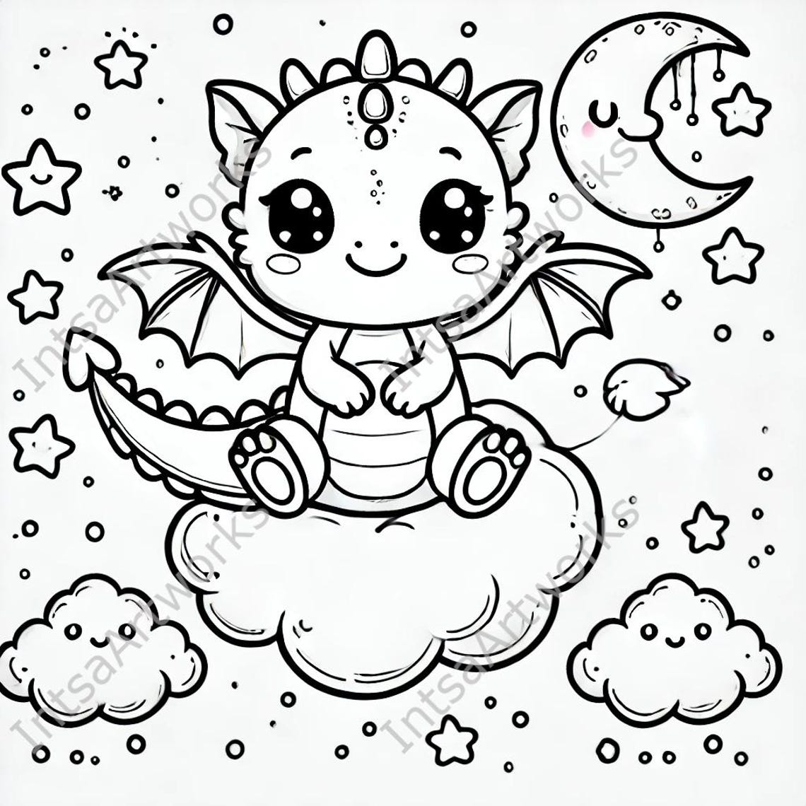 Cute Baby Dragon Coloring Pages – 10 Printable Designs for Kids - Etsy