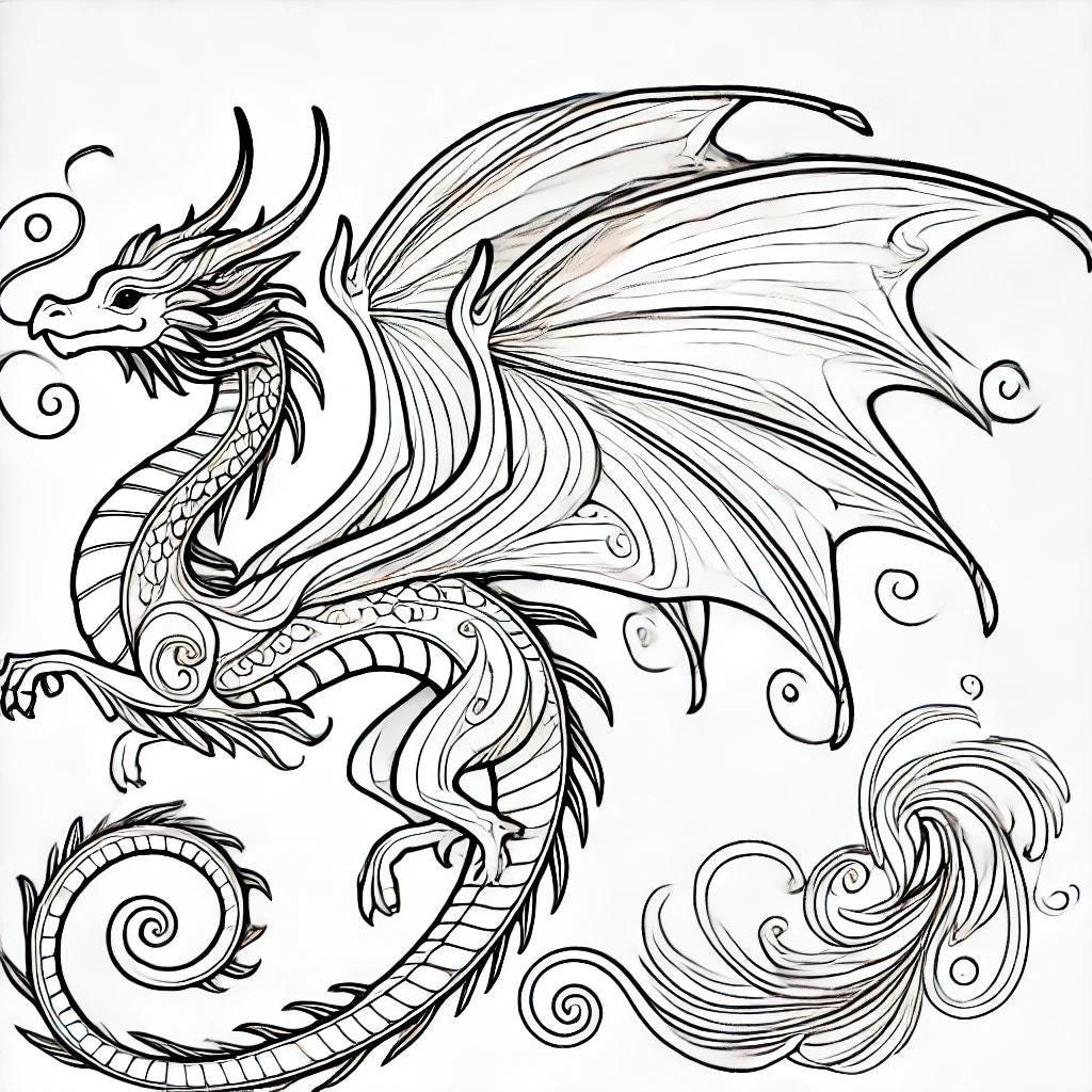 Whimsical Adult Dragon Coloring Pages – Kid-friendly Printable Bundle ...