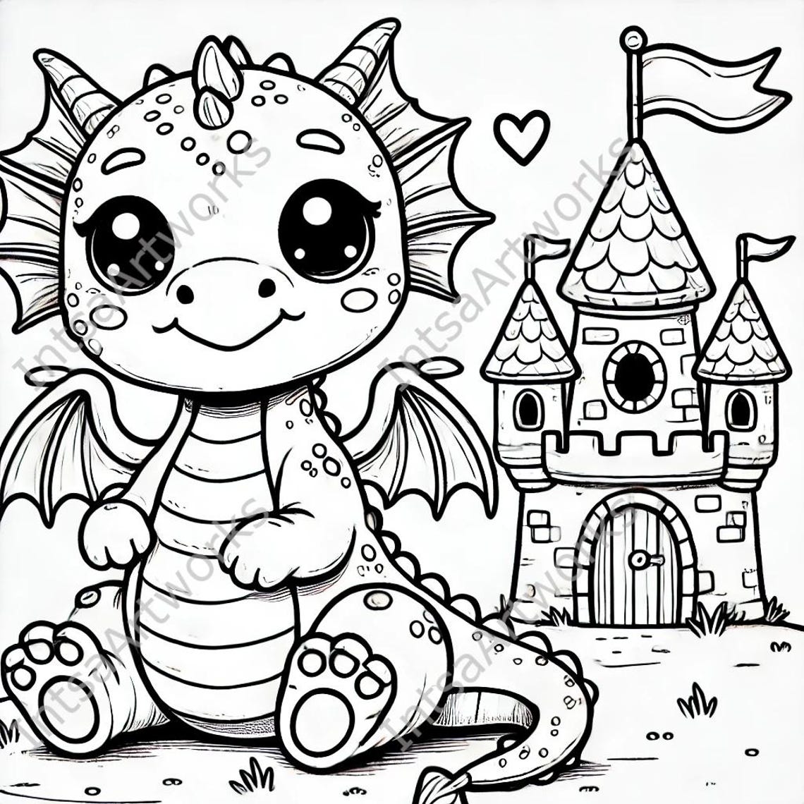 Cute Baby Dragon Coloring Pages – 10 Printable Designs for Kids - Etsy