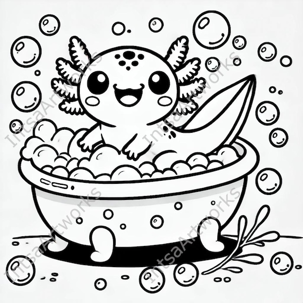 Axolotl Coloring Svg - Etsy