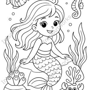 Magical Mermaids and Ocean Friends Coloring Pages – 10-page Printable ...
