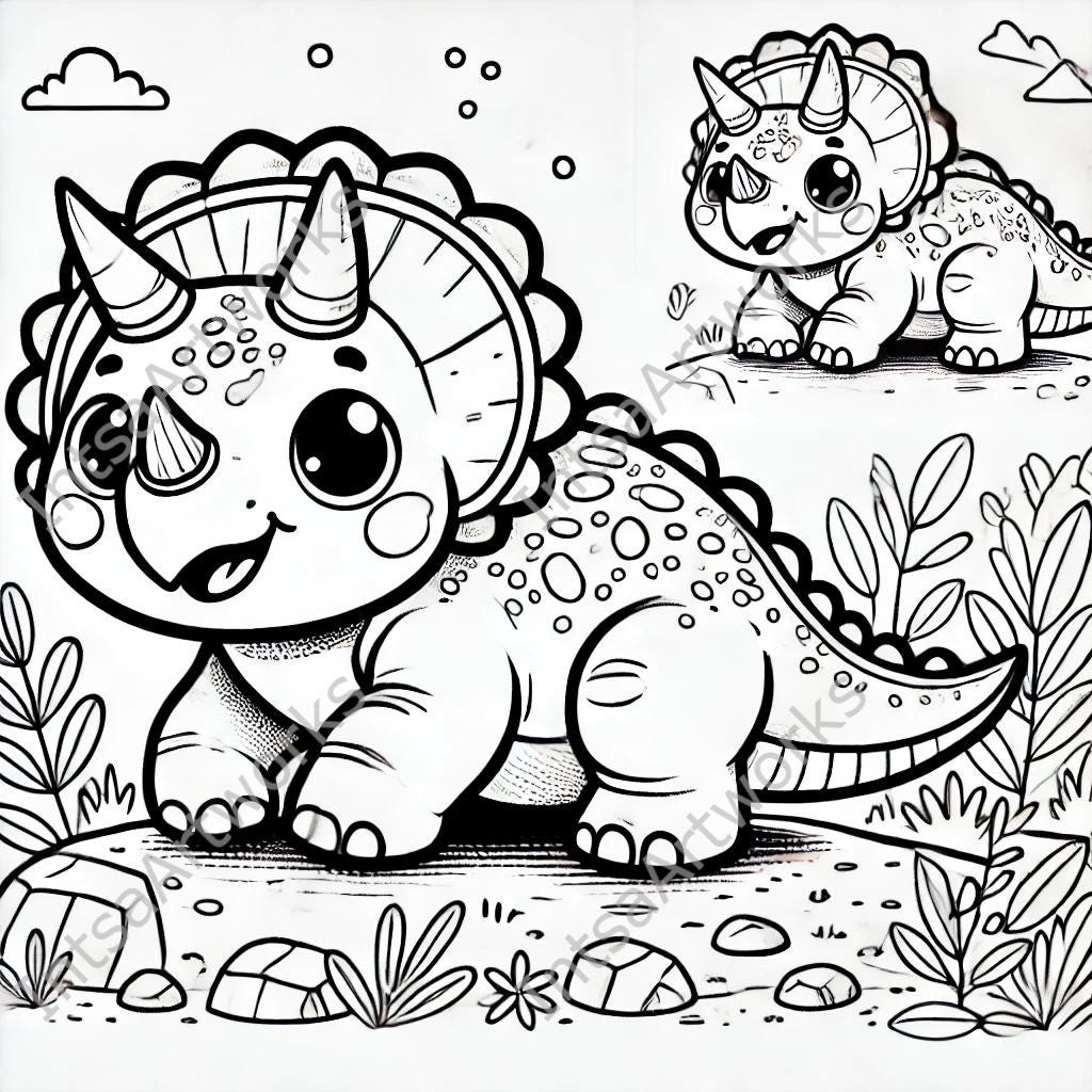 Cute Dinosaur Coloring Pages – 10 Printable Prehistoric Designs for ...