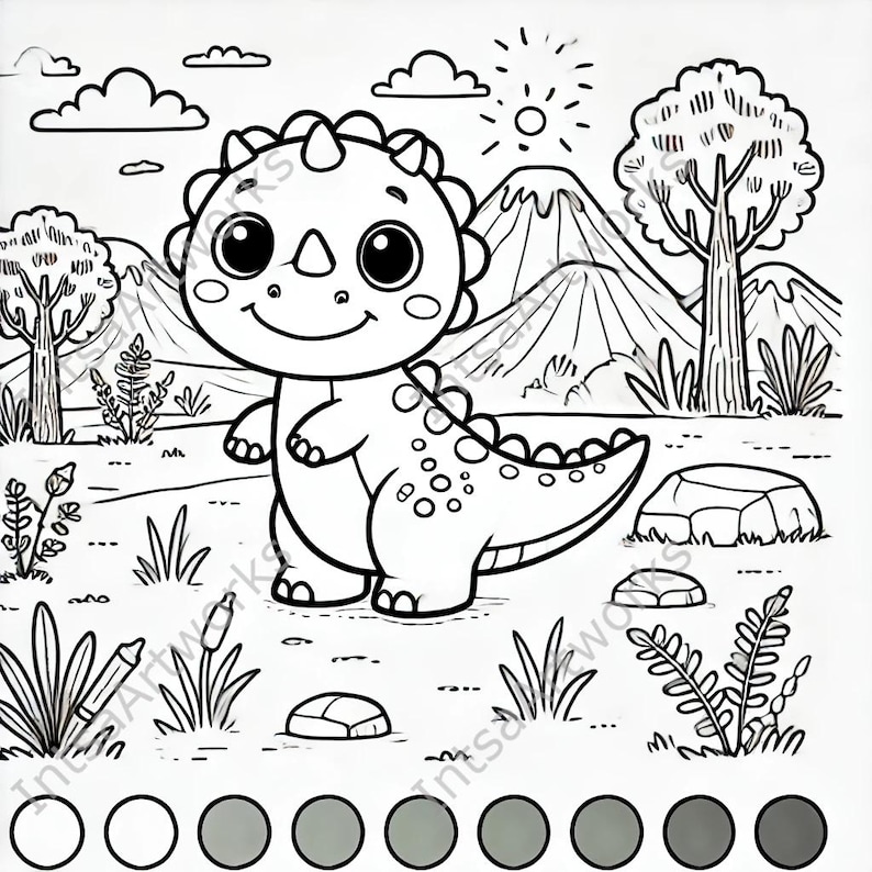 Cute Dinosaur Coloring Pages – 10 Printable Prehistoric Designs for ...