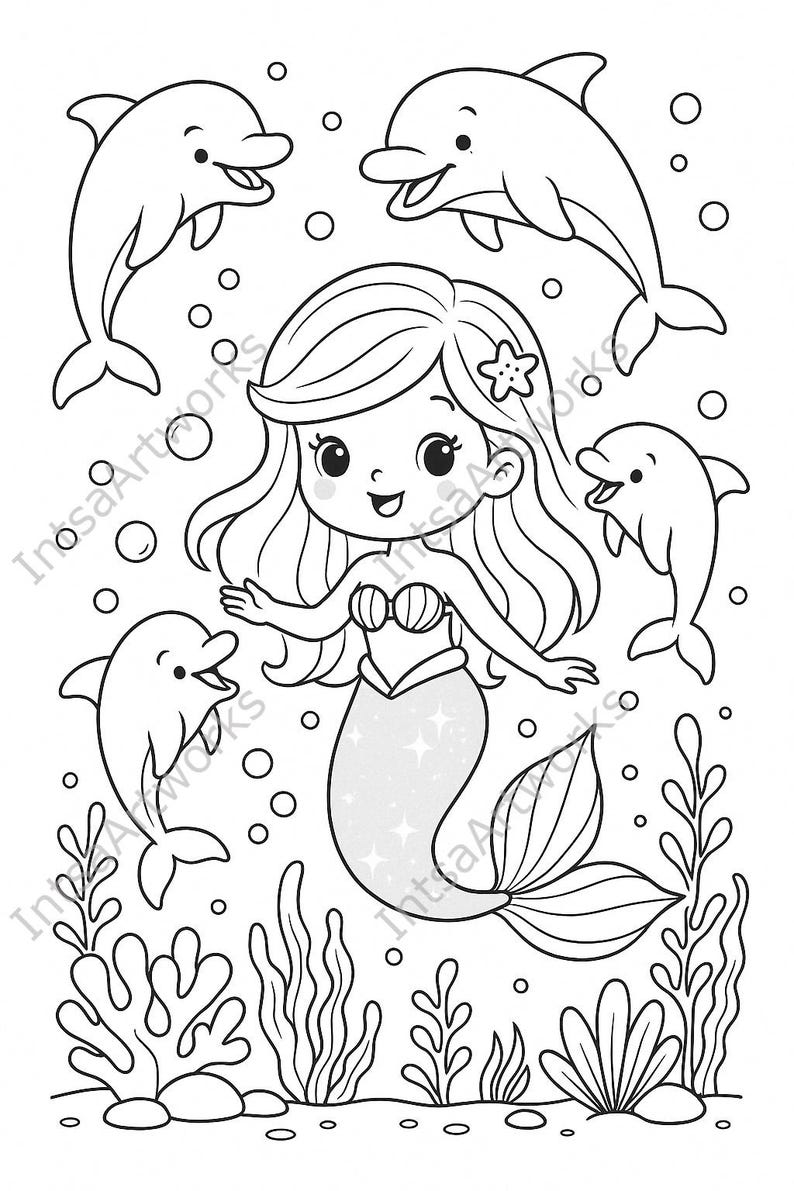 Magical Mermaids and Ocean Friends Coloring Pages – 10-page Printable ...