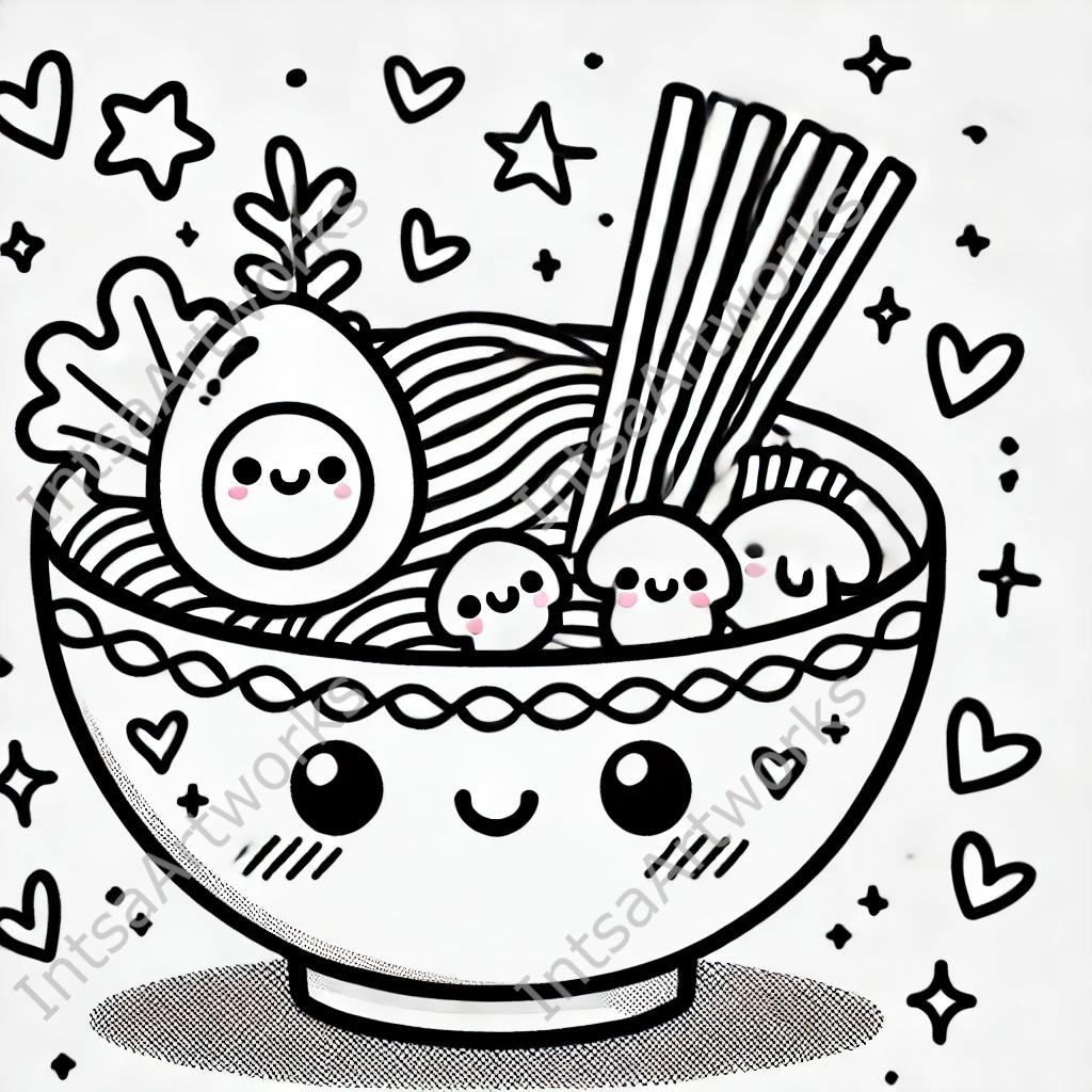 Kawaii Food Coloring Pages – Cute Printable Kids Activity (PNG + PDF ...