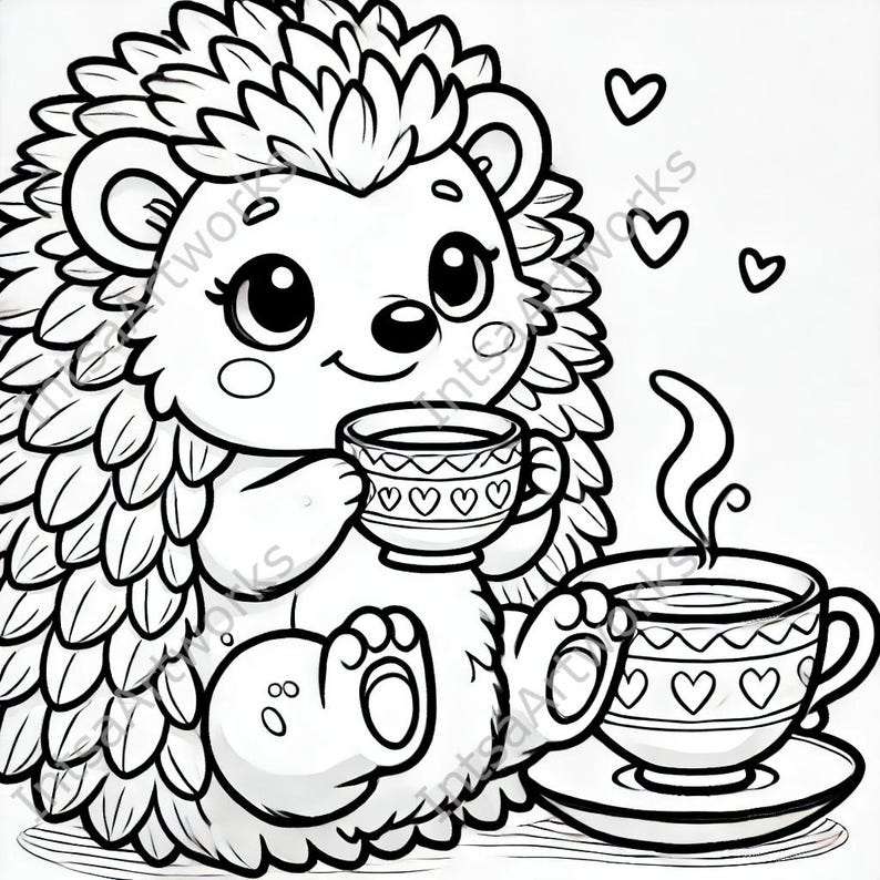 Hedgehog Coloring Pages - Cute Whimsical Illustrations (PDF & PNG) - Etsy