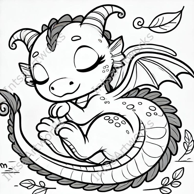 Cute Baby Dragon Coloring Pages – 10 Printable Designs for Kids - Etsy