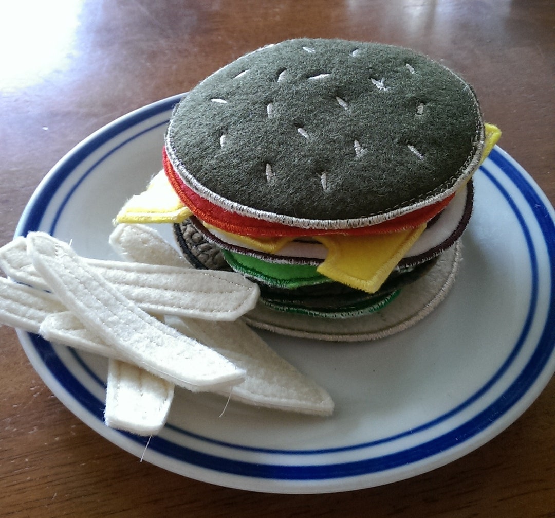 FELT FOOD, Burger and Fries, Felt Burger, Pretend Play Food - Etsy