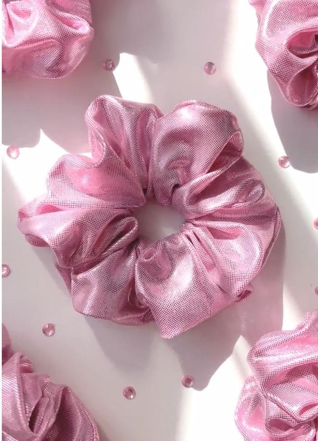 Metallic, Shiny Pink Scrunchie / Gymnastics Scrunchie / Athletic ...