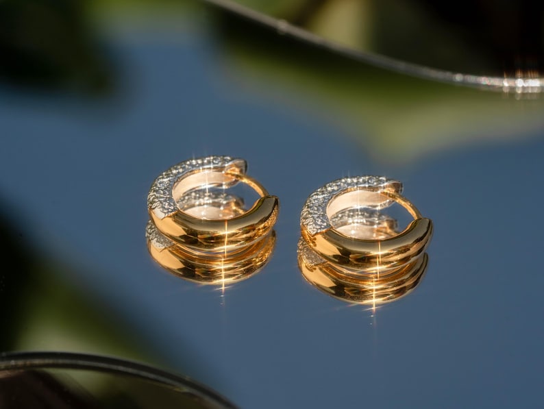 Mixed Metal Reversible Hoop Earrings: 18k Gold Plated Sterling Silver ...