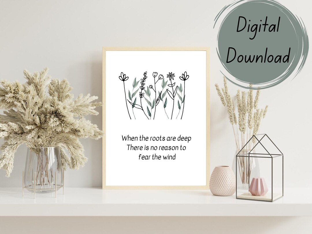 Botanical Motivational Quote Print: Living Room Wall Art (digital ...