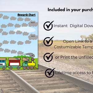 Editable Rewards Chart for Kids, Train Themed Rewards Chart, Charts for ...