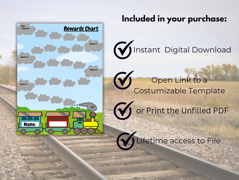 Editable Rewards Chart for Kids, Train Themed Rewards Chart, Charts for ...