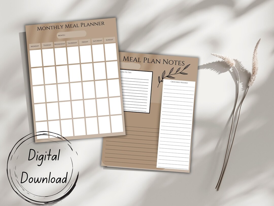 Printable Monthly Meal Planner, Menu Planning Tracker, Recipe ...