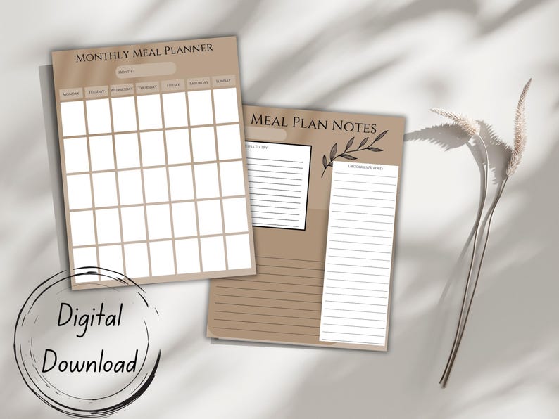 Printable Monthly Meal Planner, Menu Planning Tracker, Recipe ...